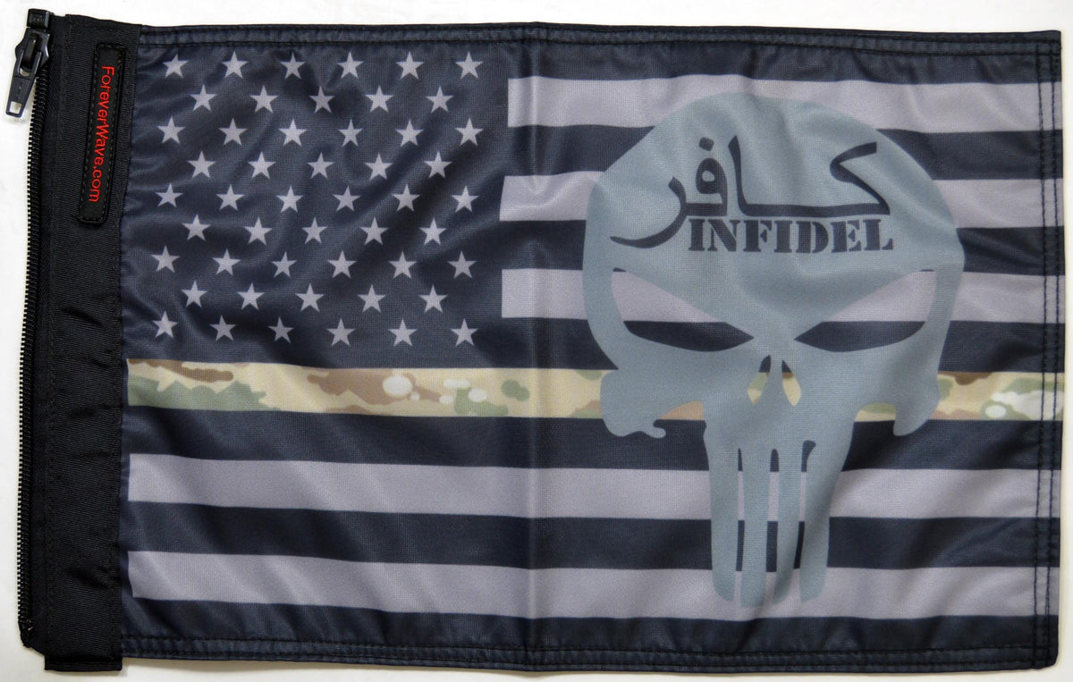 USA Subdued Thin Camo Line Infidel Punisher Flag Forever Wave - 5259 ...